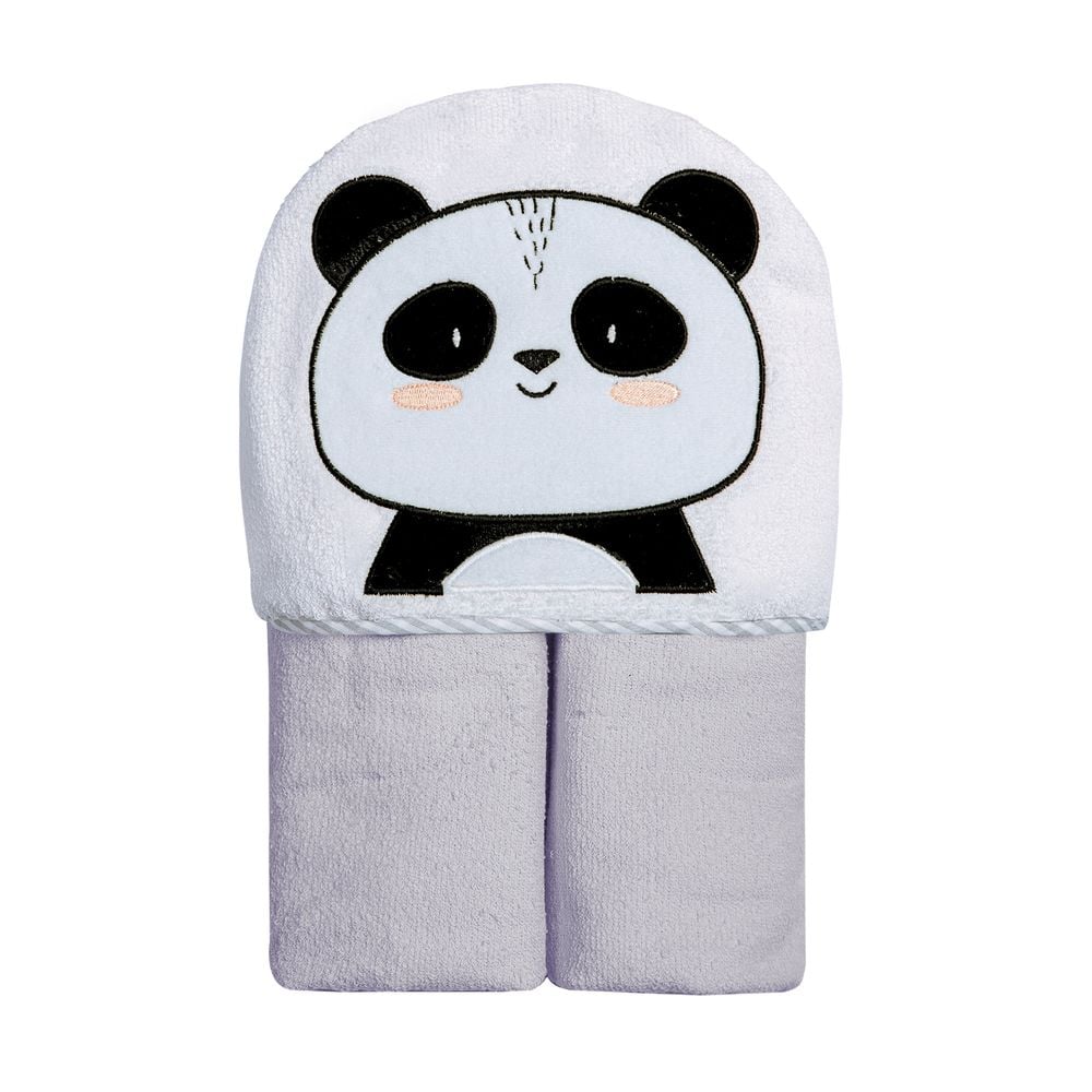 Toalha De Banho Felpuda Panda Com Capuz Bordado Papi - Cia Bebê