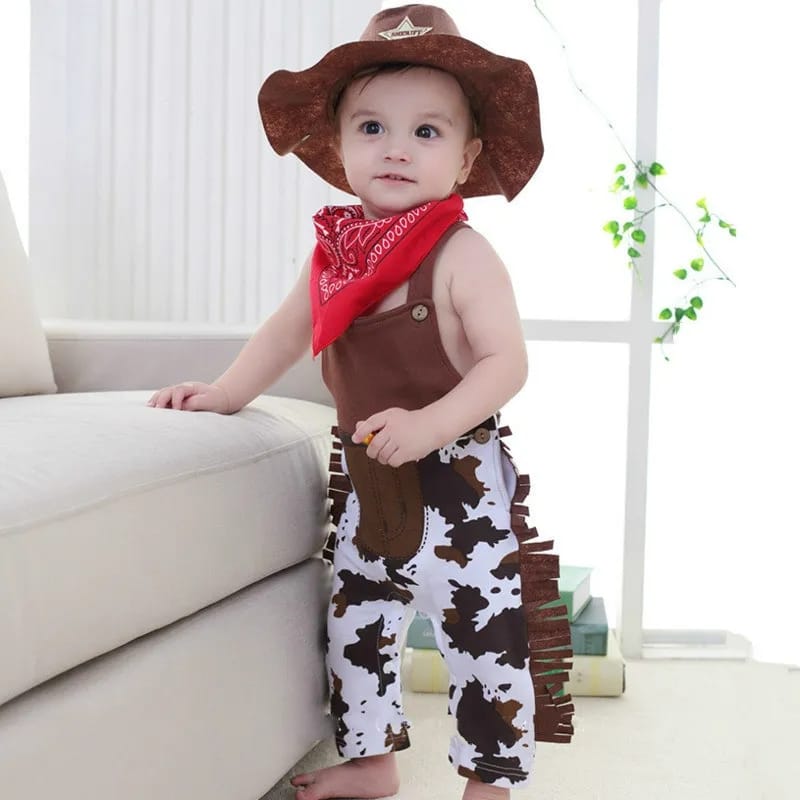 Fantasia Bebê Cowboy Country Vaqueiro 3 Peças - Cia Bebê