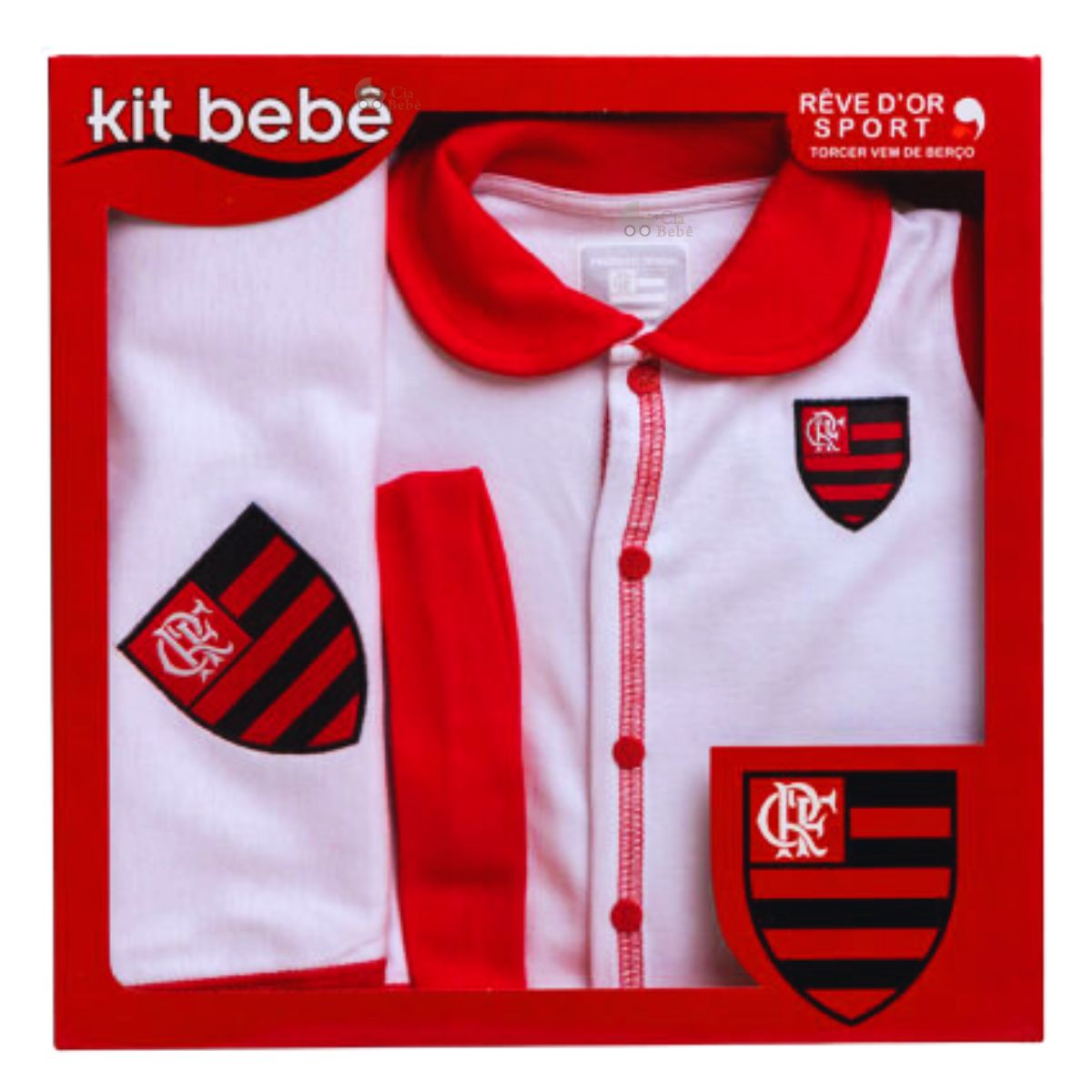 Kit Bebê Flamengo Saída de Maternidade Com 3 Peças Oficial - Cia Bebê