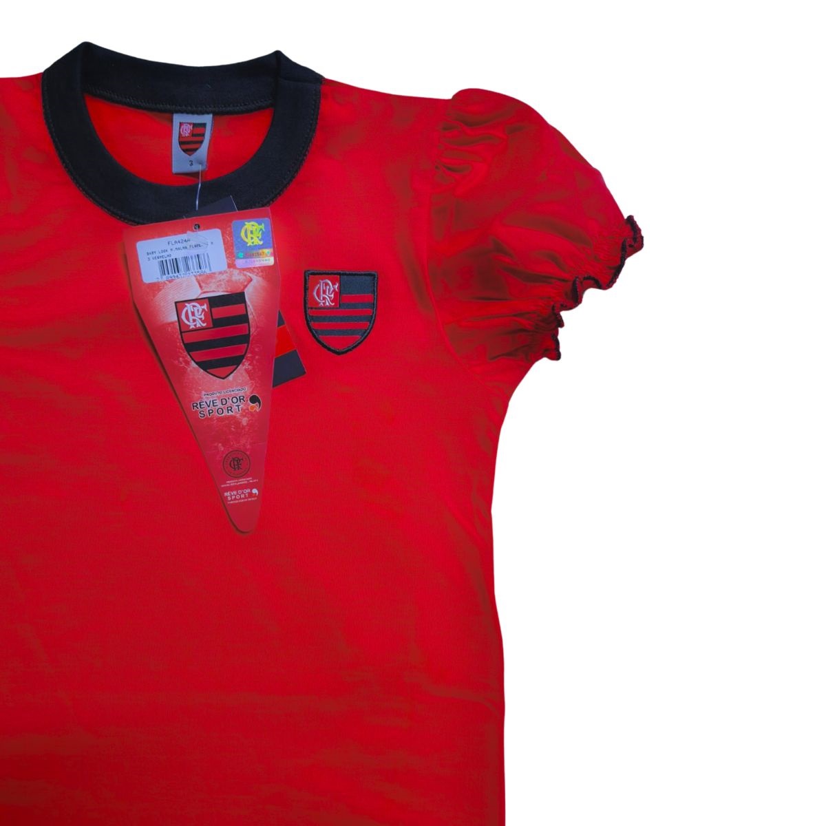 Camiseta Bebê Infantil Flamengo Baby Look Vermelha Oficial - Cia Bebê