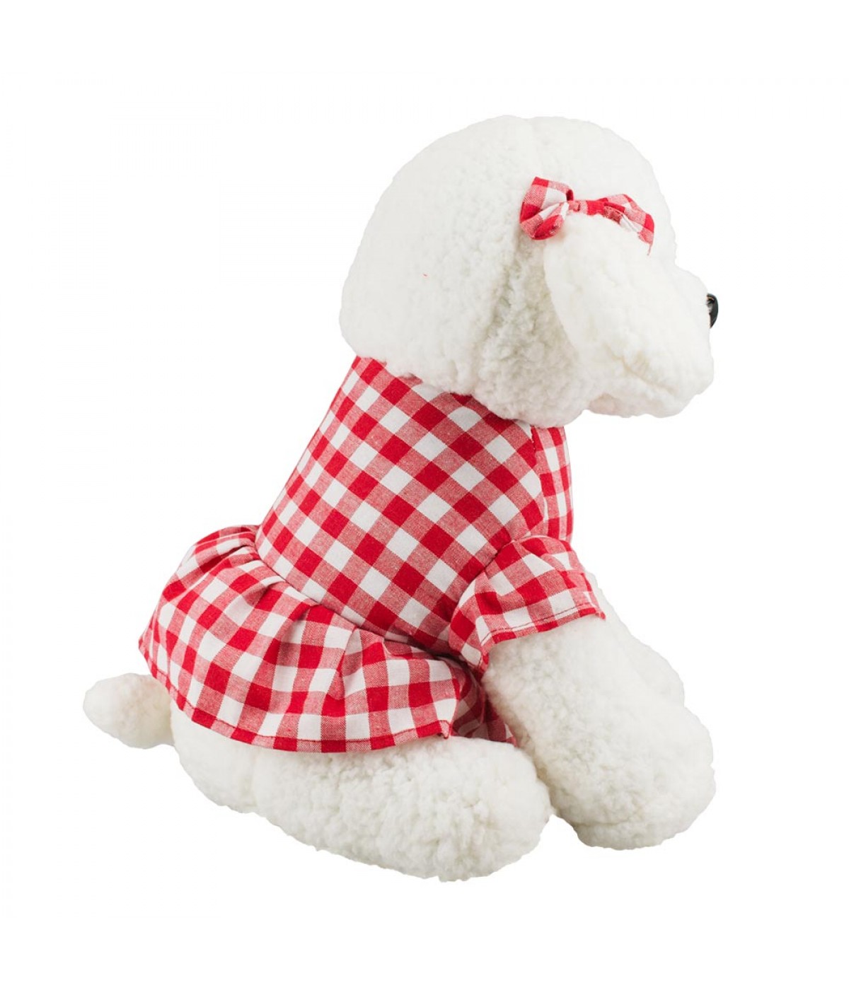 Cachorrinha Poodle de Pelúcia Vestido Vermelho 23cm - Cia Bebê