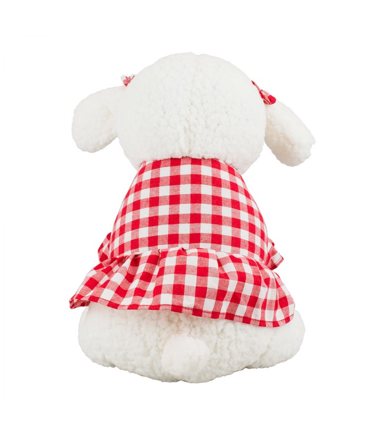 Cachorrinha Poodle de Pelúcia Vestido Vermelho 23cm - Cia Bebê