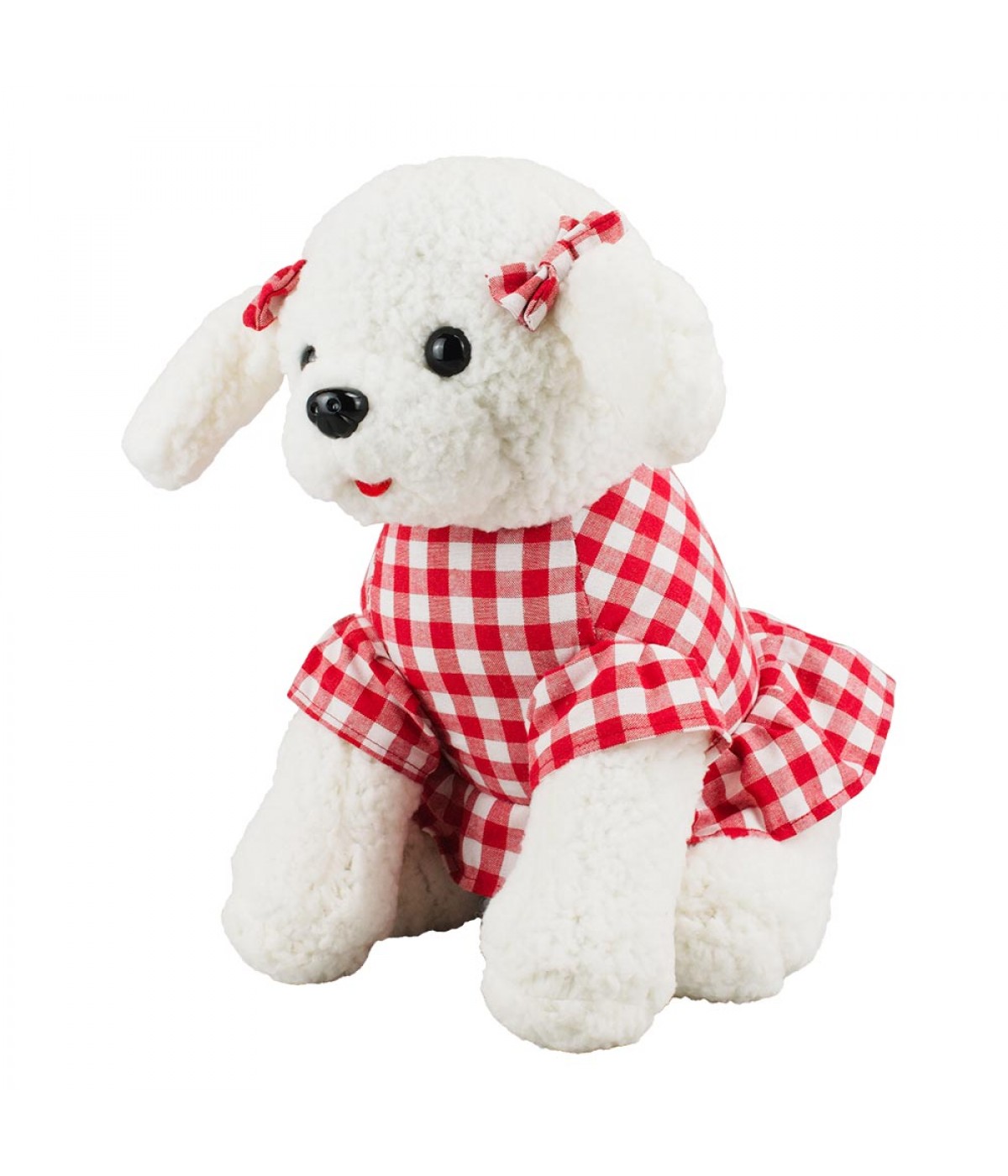Cachorrinha Poodle de Pelúcia Vestido Vermelho 23cm - Cia Bebê