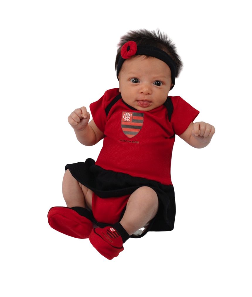 Kit bebê Flamengo menina 3 peças - Cia Bebê - Cia Bebê