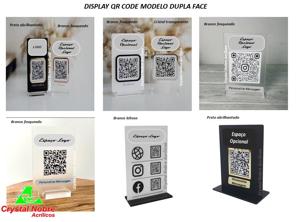 Placa De Mesa QR Code Crystal Nobre Acrílicos - Crystal Nobre Acrílicos