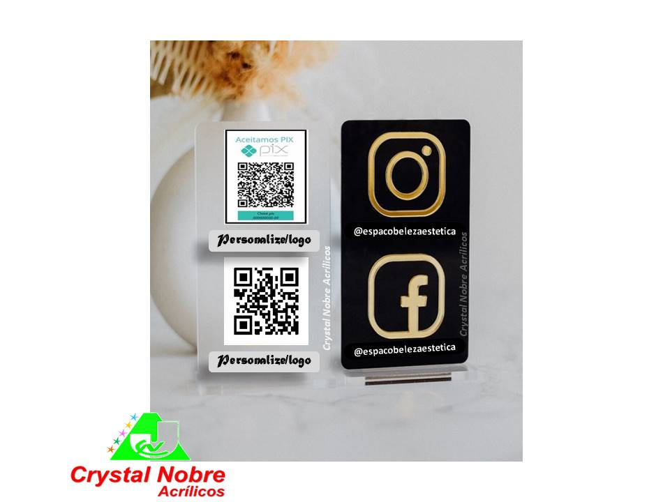 Placa De Mesa QR Code Crystal Nobre Acrílicos - Crystal Nobre Acrílicos