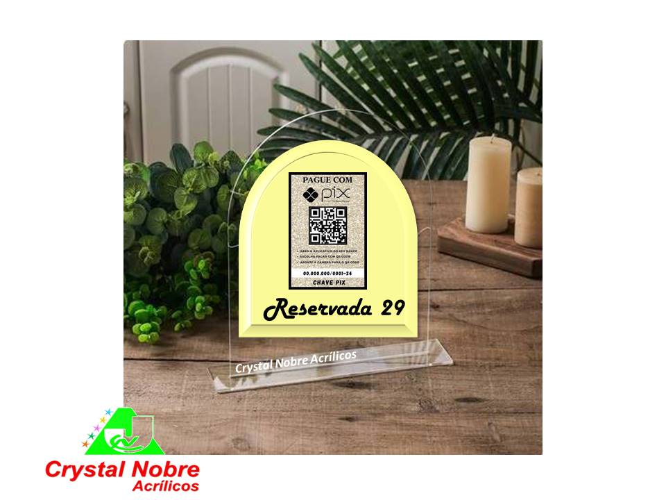 Placa De Mesa QR Code Crystal Nobre Acrílicos - Crystal Nobre Acrílicos