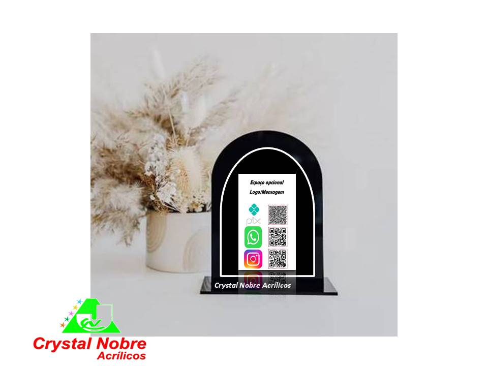 Placa De Mesa QR Code Crystal Nobre Acrílicos - Crystal Nobre Acrílicos