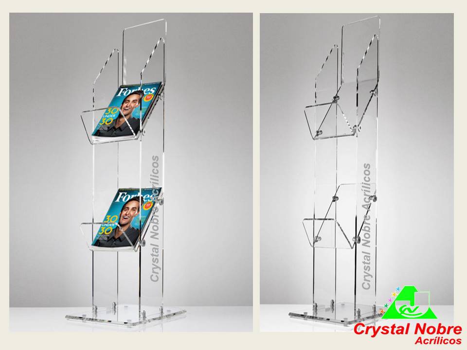 Porta Revista de Piso Crystal Nobre Acrílicos - Crystal Nobre Acrílicos
