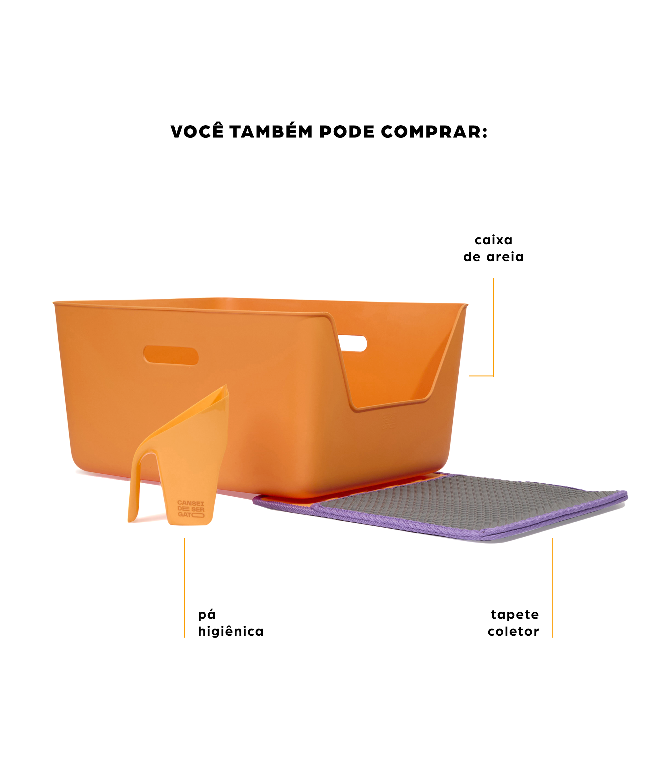 Caixa de areia higiênica para gatos laranja | Cansei de ser gato ...