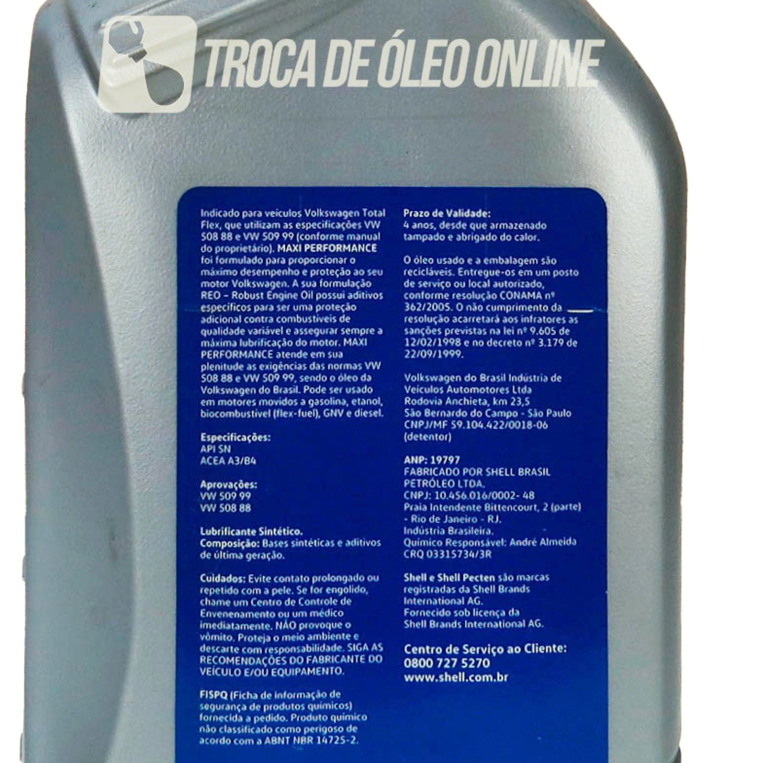 Vw Maxi Performance 5w40 508.88 / 509.99 - Troca de Óleo Online