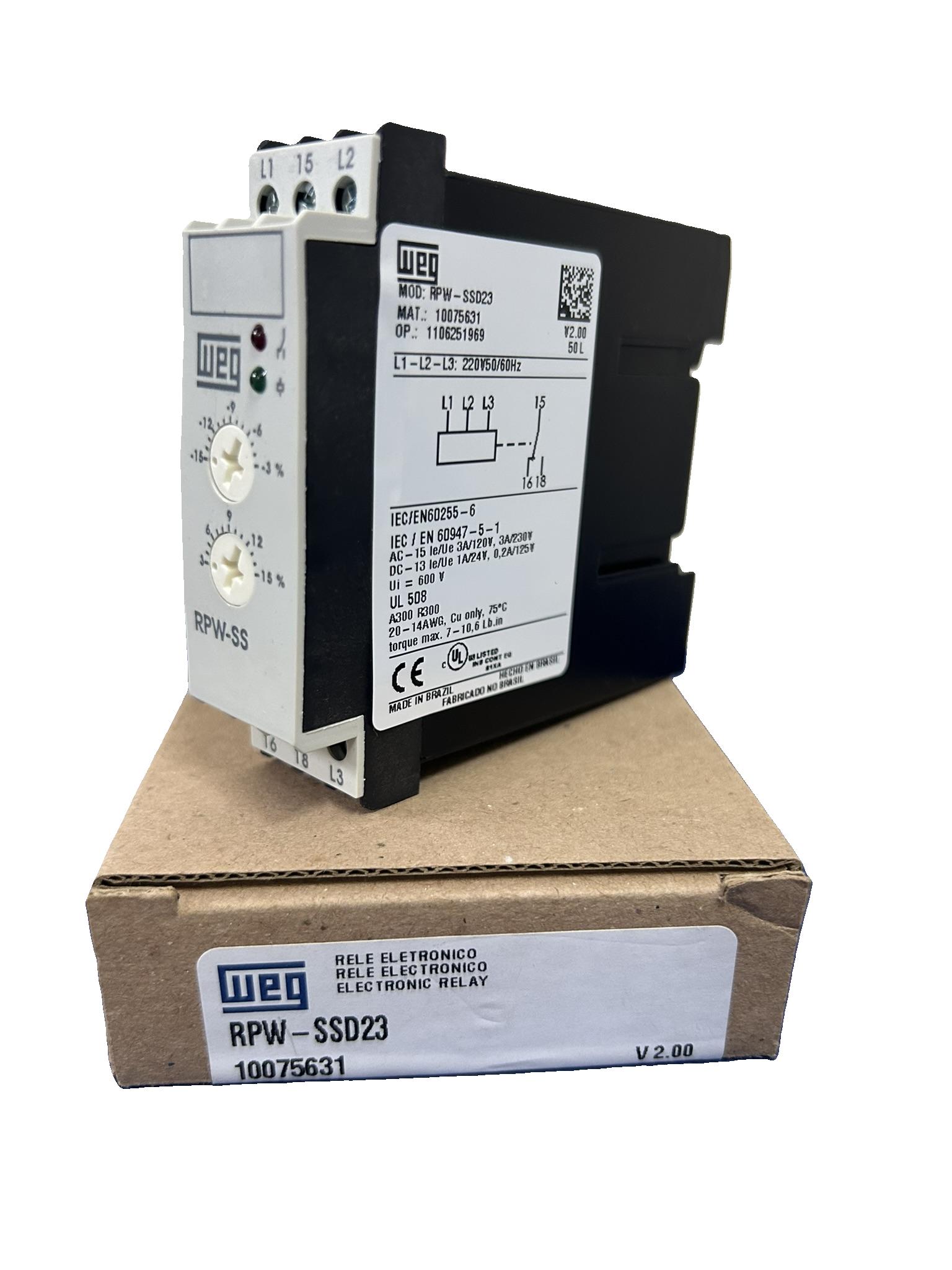 Relé De Subtensão E Sobretensão 220vca 10075631 Rpw Ss D23 Weg