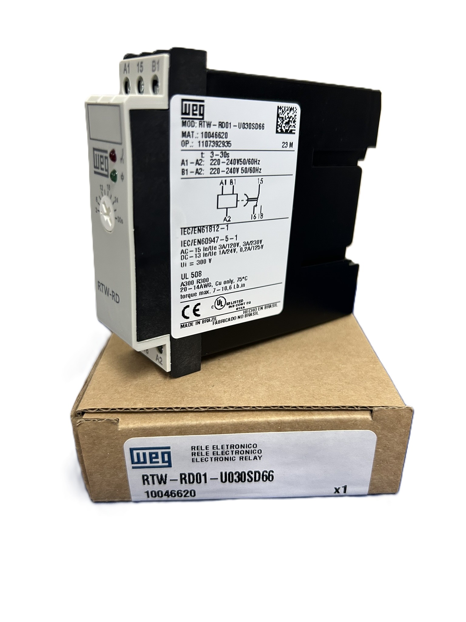 Relé de Tempo Ret. na Desenergização 30 Seg. 220Vca *RTW-RD01-U030SD66 ...