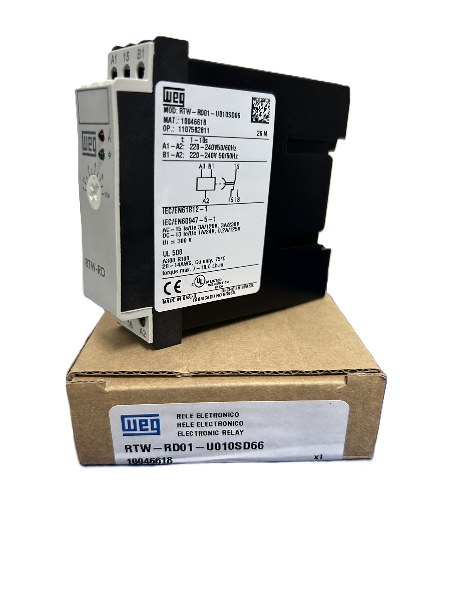 Relé de Tempo Ret. na Desenergização 10Seg. 220Vca *RTW-RD01-U010SD66 ...