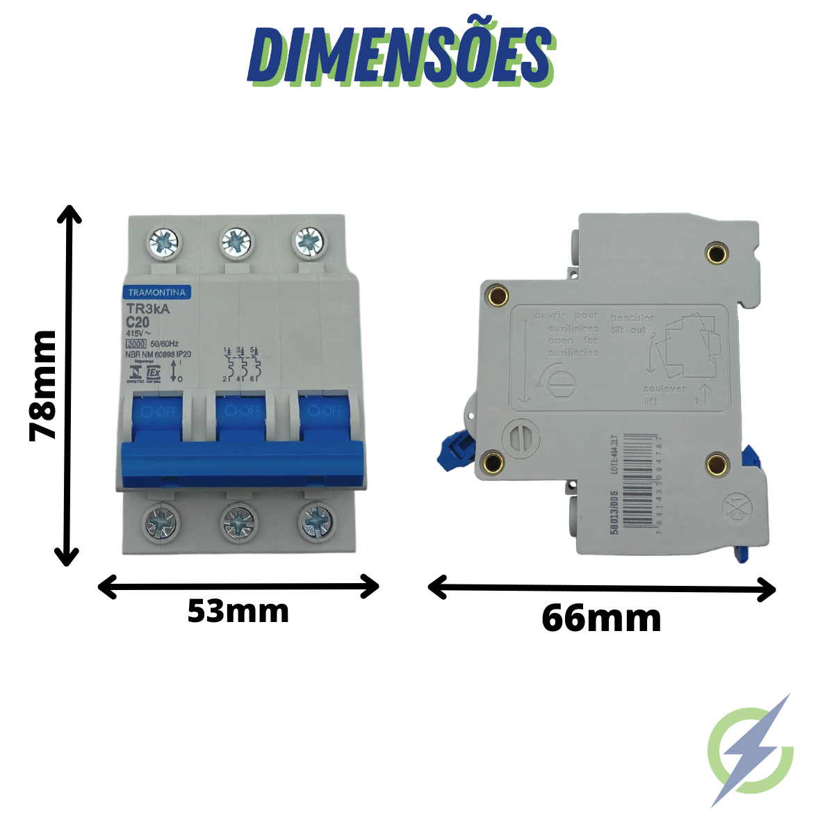 DISJUNTOR TRIP DIN TERM TR3KA 3P 20A CURVA C - TRAMONTINA - JS Quality Energy Equipamentos ...