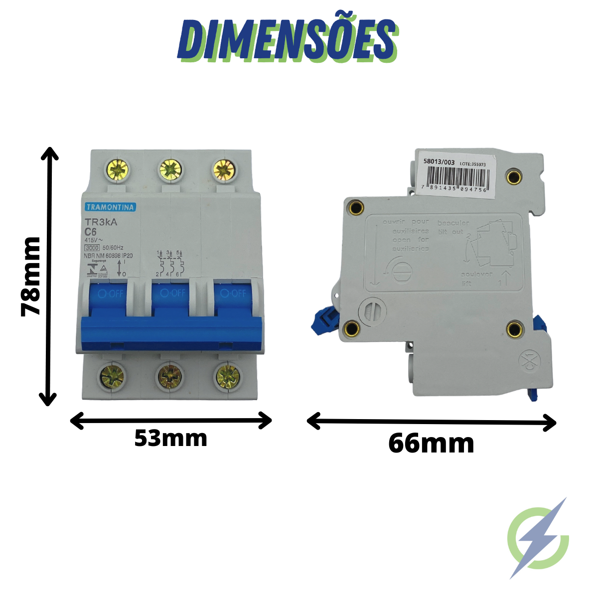 DISJUNTOR TRIP DIN TERM TR3KA 3P 6A CURVA C - TRAMONTINA - JS Quality Energy Equipamentos ...