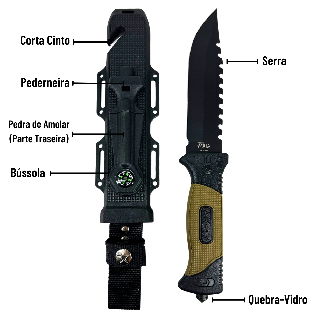 Faca Tática Survivor AK-47 com Bainha Multifuncional - LOJA WWART ...