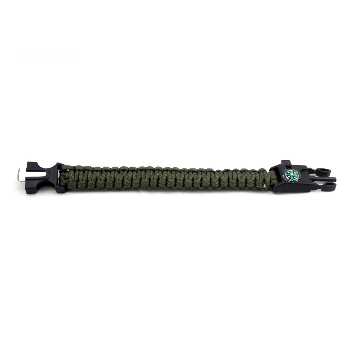 Pulseira de Paracord Verde sobrevivência Bússola Apito e Pederneira ...