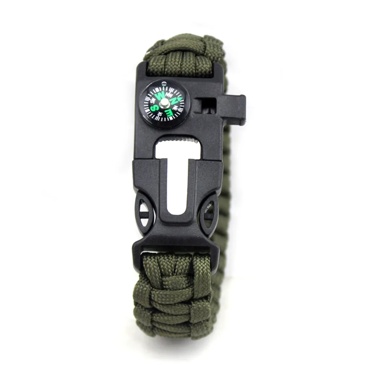 Pulseira de Paracord Verde sobrevivência Bússola Apito e Pederneira ...