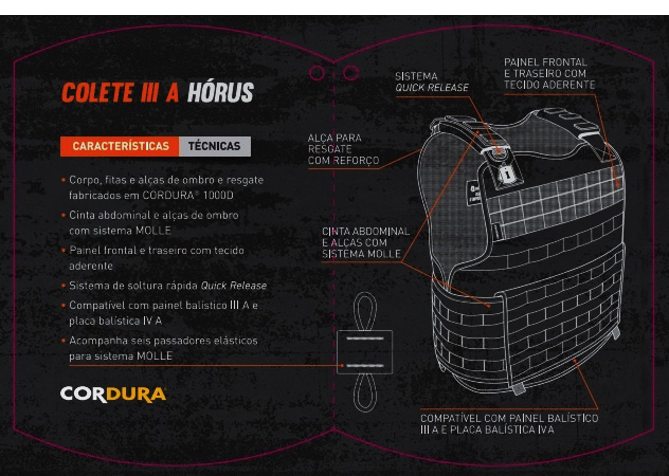 Capa de Colete Modular Invictus Hórus Preto Cordura 1000D - LOJA WWART ...