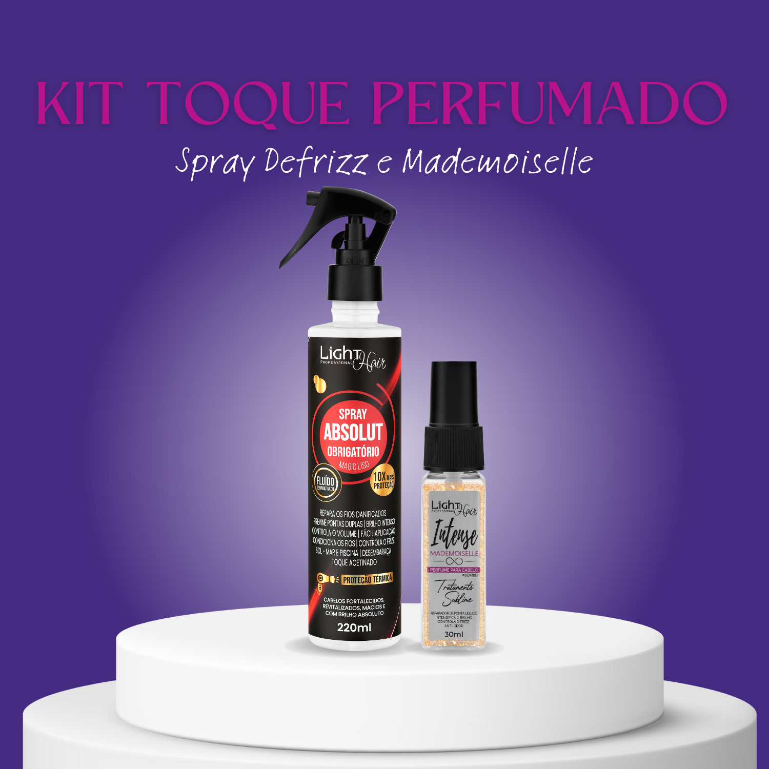 Kit Toque Perfumado- Spray Absolut e Perfume Mademoiselle - Light Hair ...