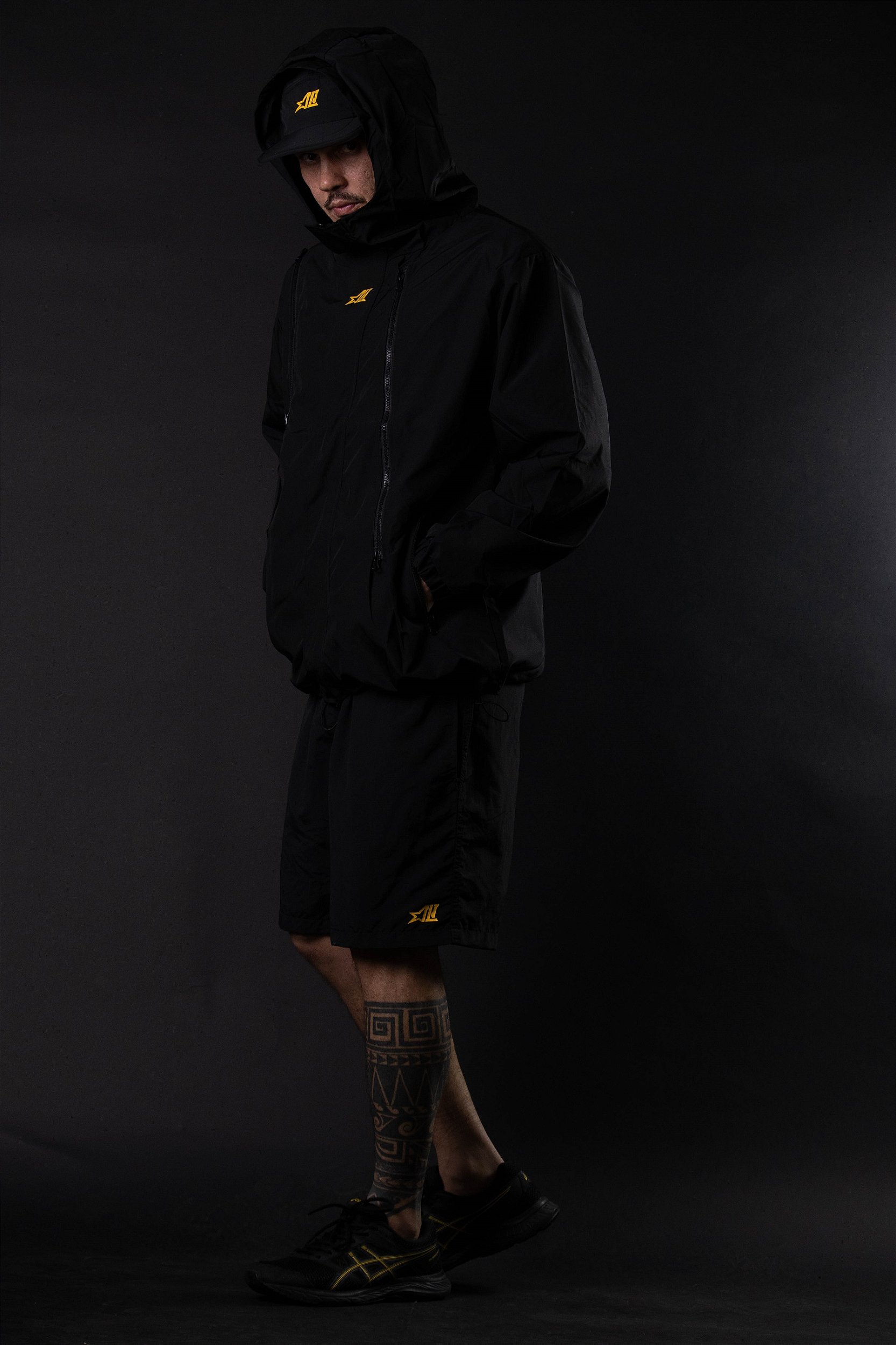 SHORT NEW LIFE STAR POLIAMIDA DROP 2 BALCK YELLOW - NEW LIFE BRANDS