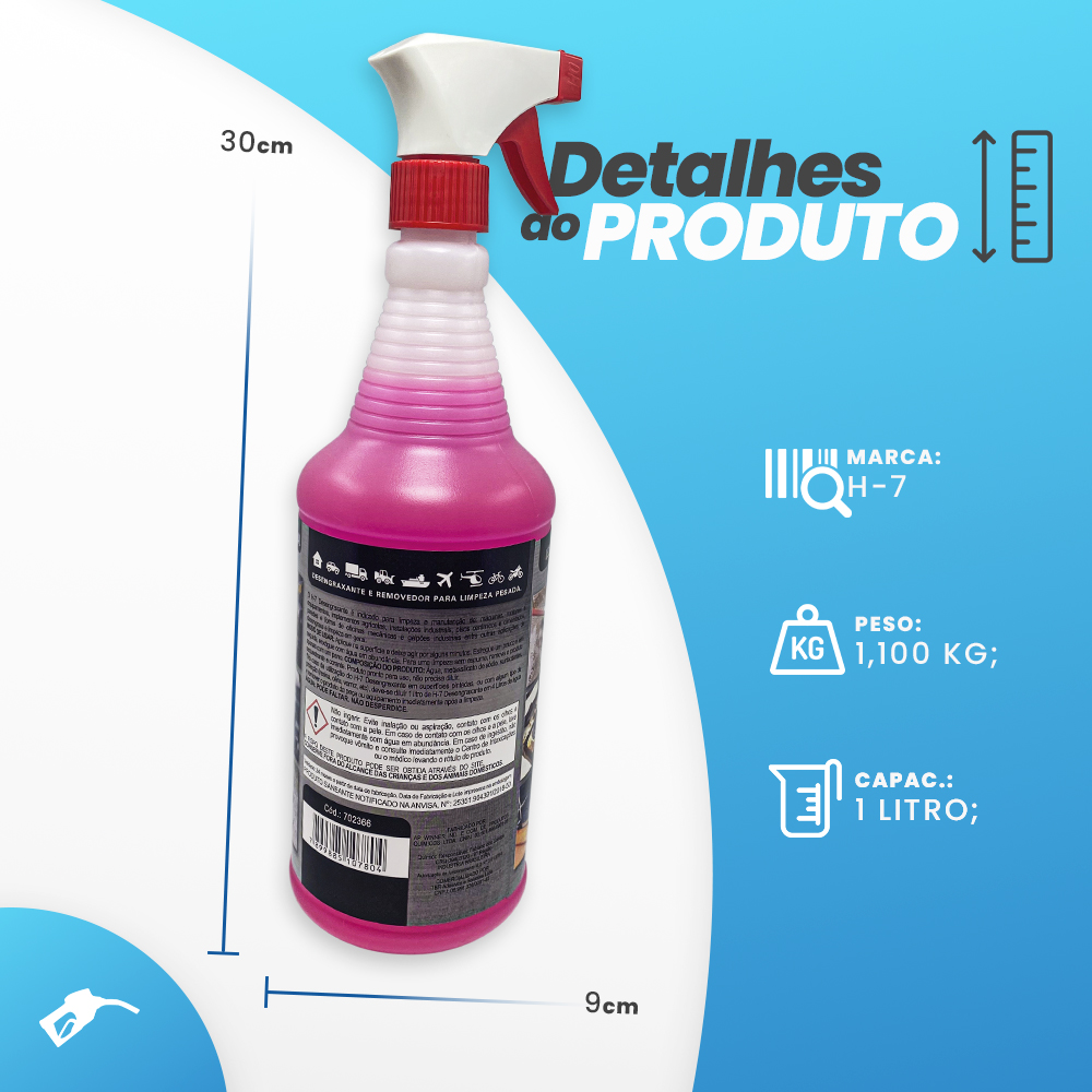 Desengraxante H-7 - 1 Litro Multiuso Spray - SeuPosto.com ...