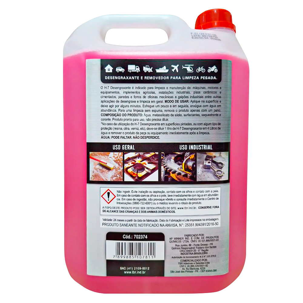 Desengraxante Limpeza Pesada Multiuso 5 Litros - H7 - SeuPosto.Com ...