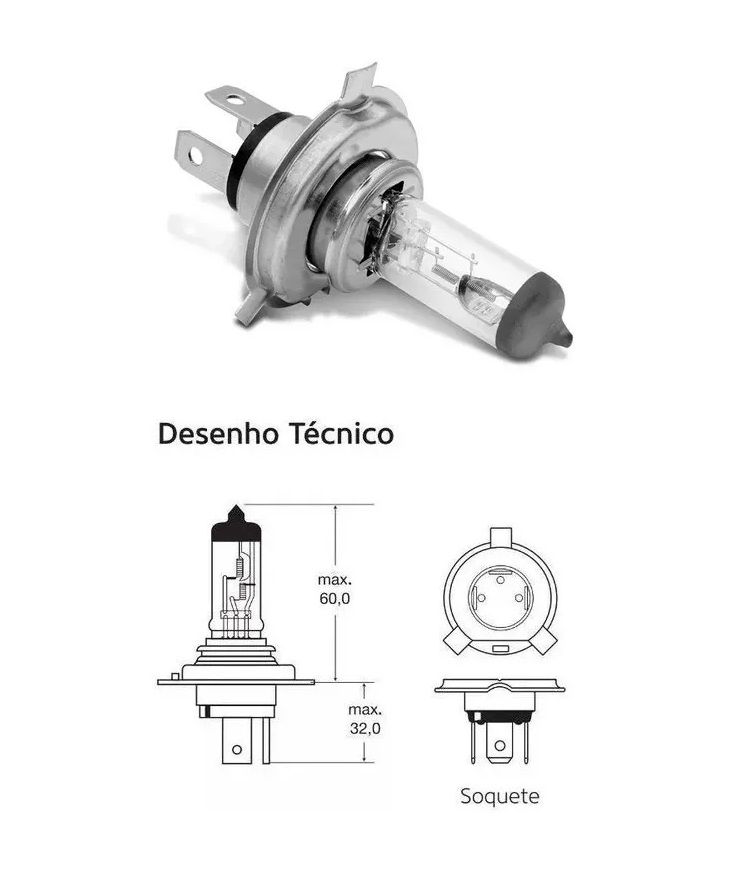 Par Lâmpada Philips Halogena H4 12v 60w/55w Standard 12342c1 - Mundo Fenix