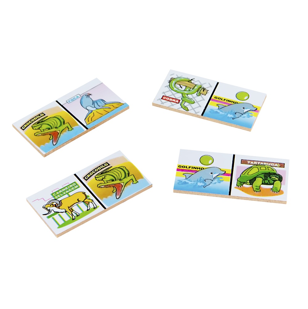 Dominó Animais do Zoo MDF 28 Peças | Lúdico Distribuidora - Lúdico ...