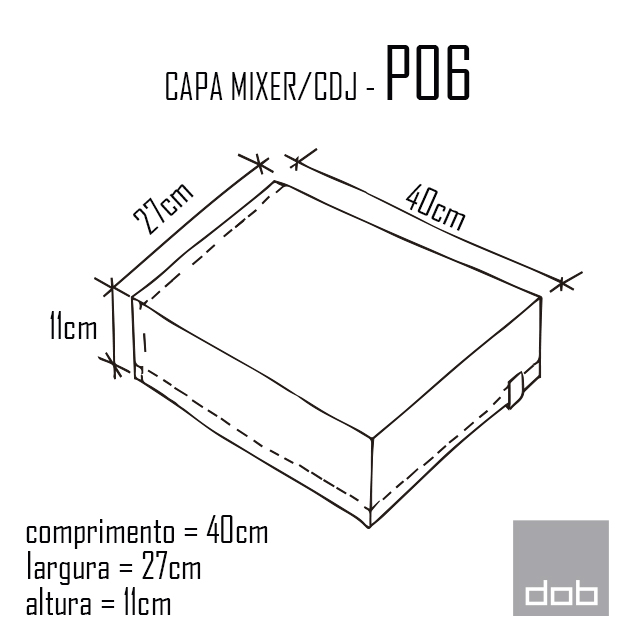 Capa Para CDJ e Mixer Preta Lisa P06 40x27x11cm - @dobcase