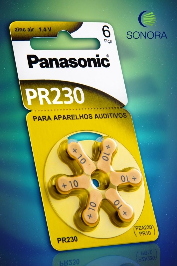 Panasonic PR10 / PR230 - 10 Cartelas - 60 Baterias para Aparelho Auditivo - SONORAWEB PJ