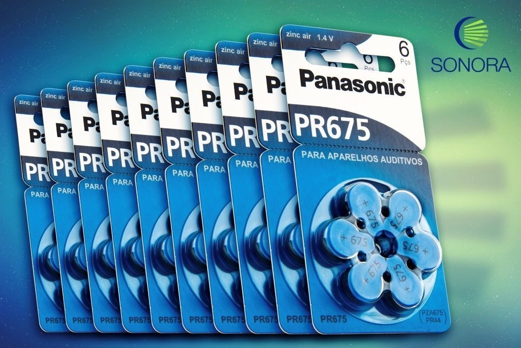 Panasonic PR675 / PR44 - 10 Cartelas - 60 Baterias para Aparelho Auditivo - SONORAWEB PJ
