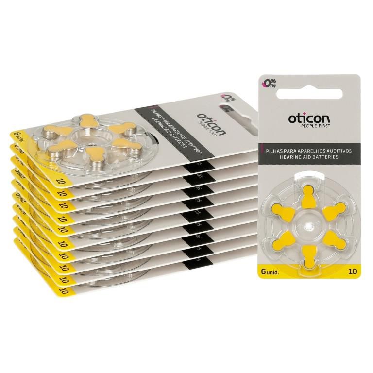 OTICON 10 / PR70 - 10 Cartelas - 60 Baterias para Aparelho Auditivo - SONORAWEB PJ
