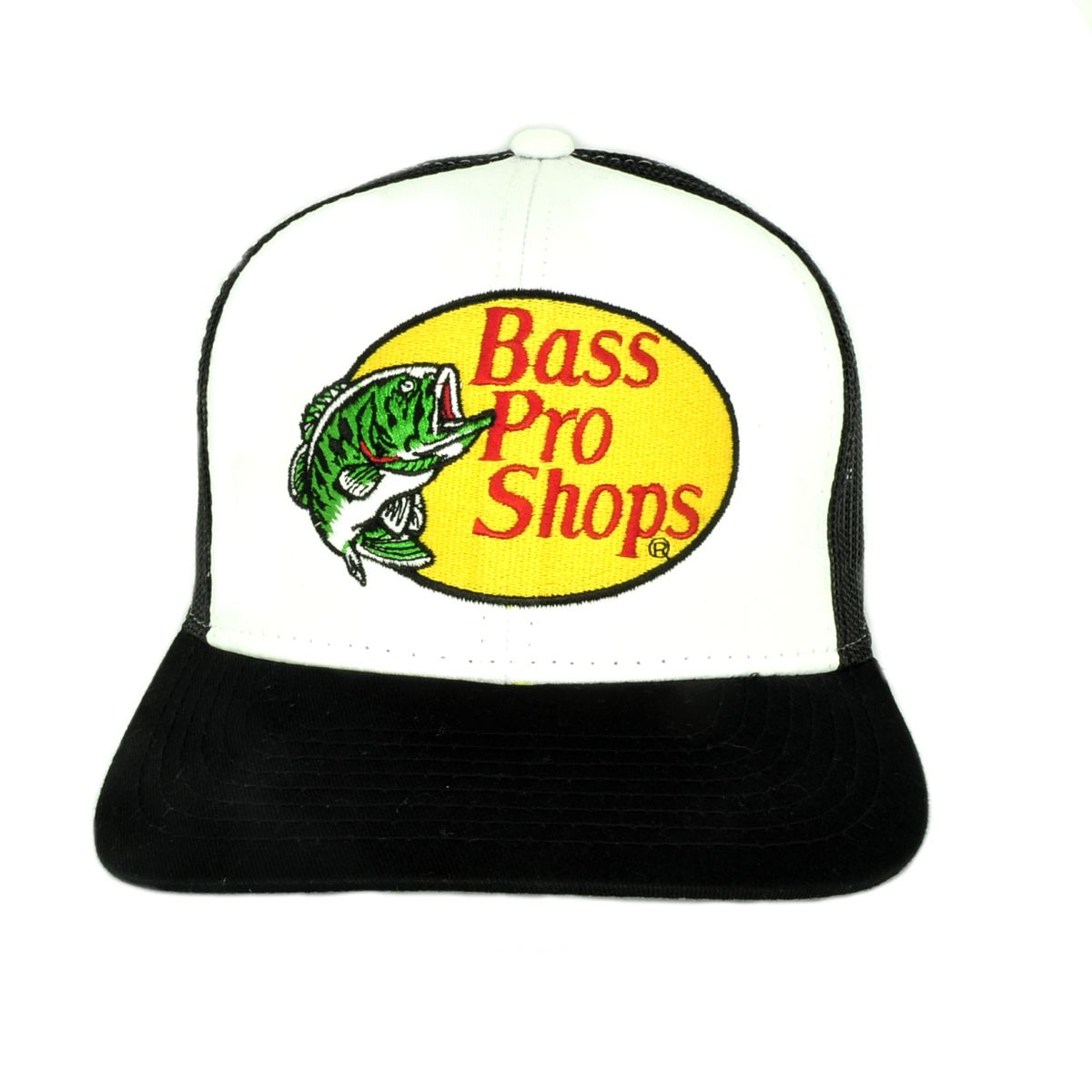 Boné Branco E Preto Bordado Tela Bass Pro Shops Importado - Zona ...