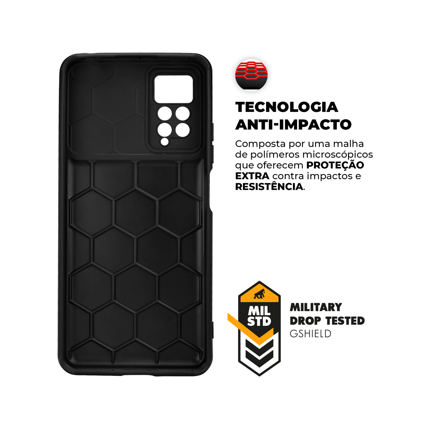 Capa para Xiaomi Redmi Note 11 Pro - Symetric Preta - Gshield - Gshield ...