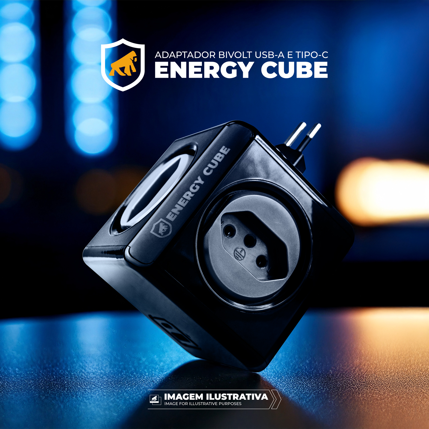 Carregador Adaptador Bivolt - Entradas USB-A / Tipo C + 4 Tomadas - En - Gshield - Capas para ...