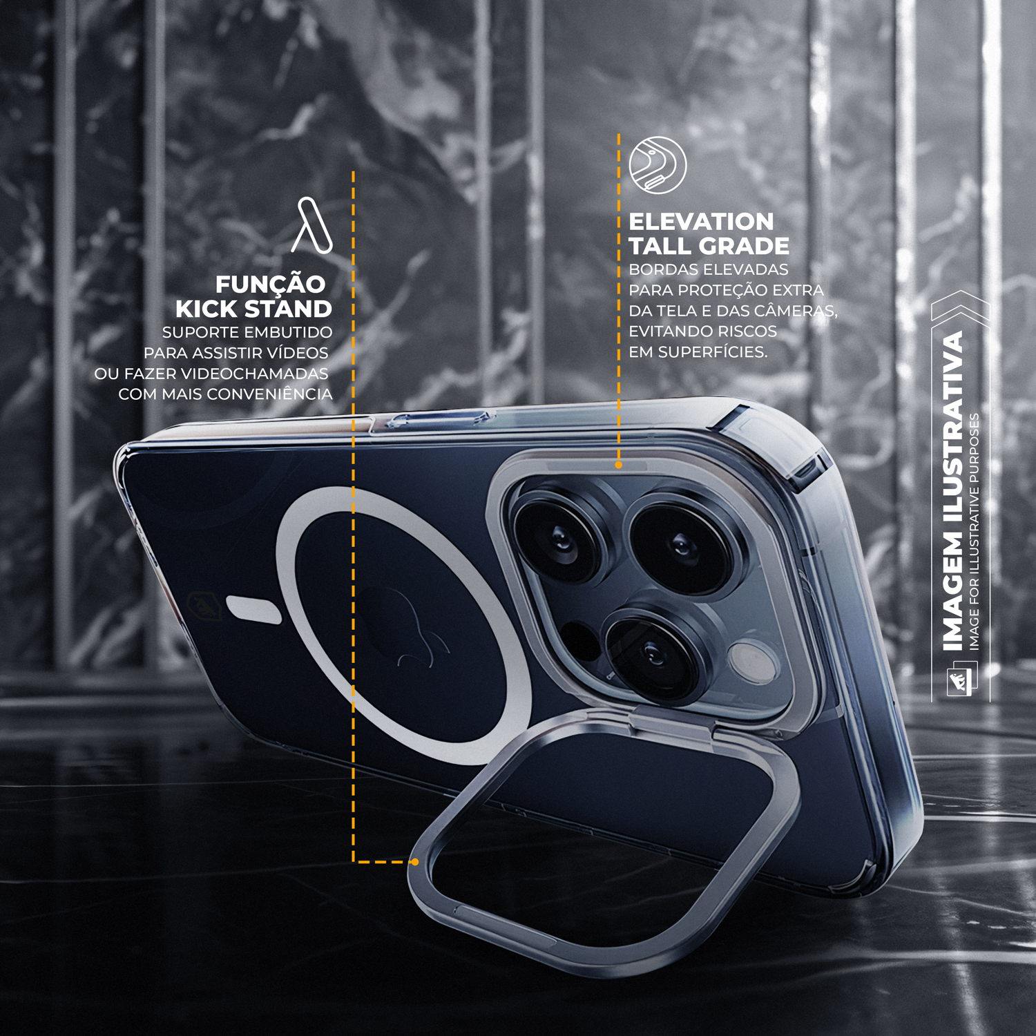 Capa para iPhone 16 Pro Max - MagSafe Crystal Armor Stand - NÃO AMAREL ...