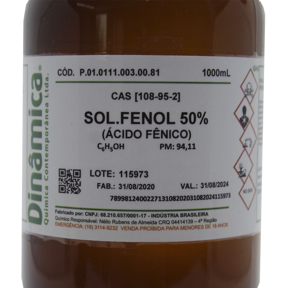 SOLUCAO FENOL LIQUIDO 50% 1L - Didática SP