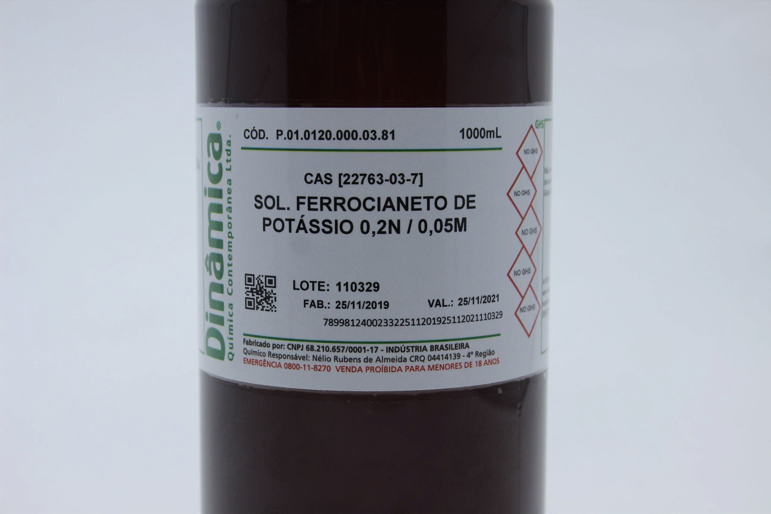 SOLUCAO FERROCIANETO DE POTASSIO 0,05M 1L - Didática SP