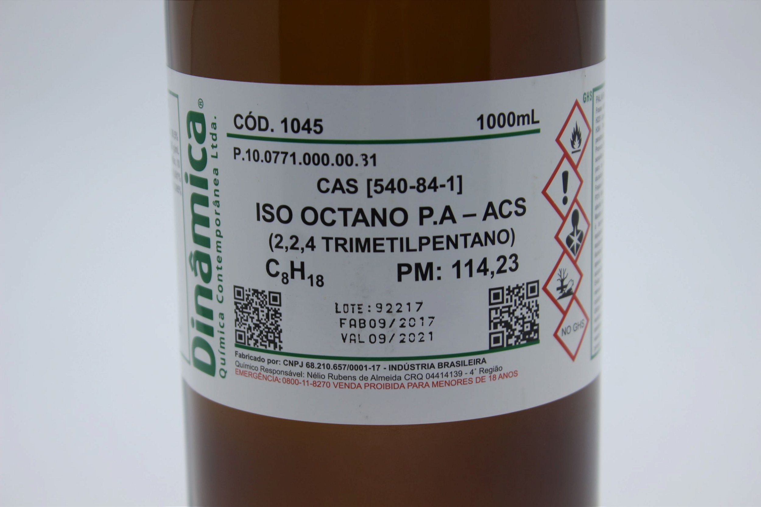 ISO OCTANO TRIMETILPENTANO 2,2,4 PA 99% 1L - Didática SP