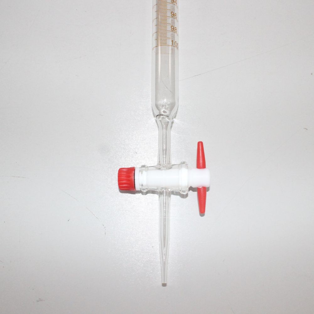 BURETA GRADUADA 100ML INCOLOR COM TORNEIRA DE TEFLON (PTFE) E FUNIL ...