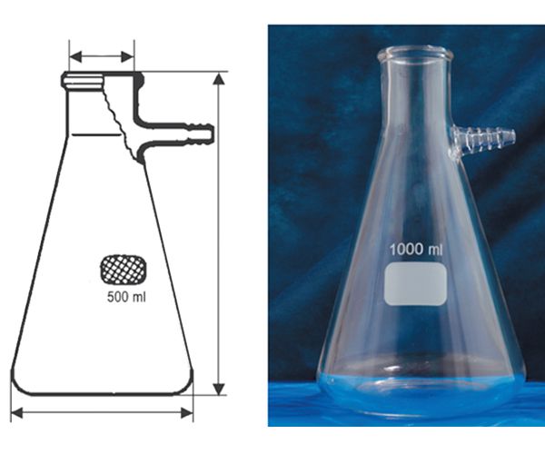 FRASCO KITAZATO 500ML COM SAIDA SUPERIOR - Didática SP - Didática SP