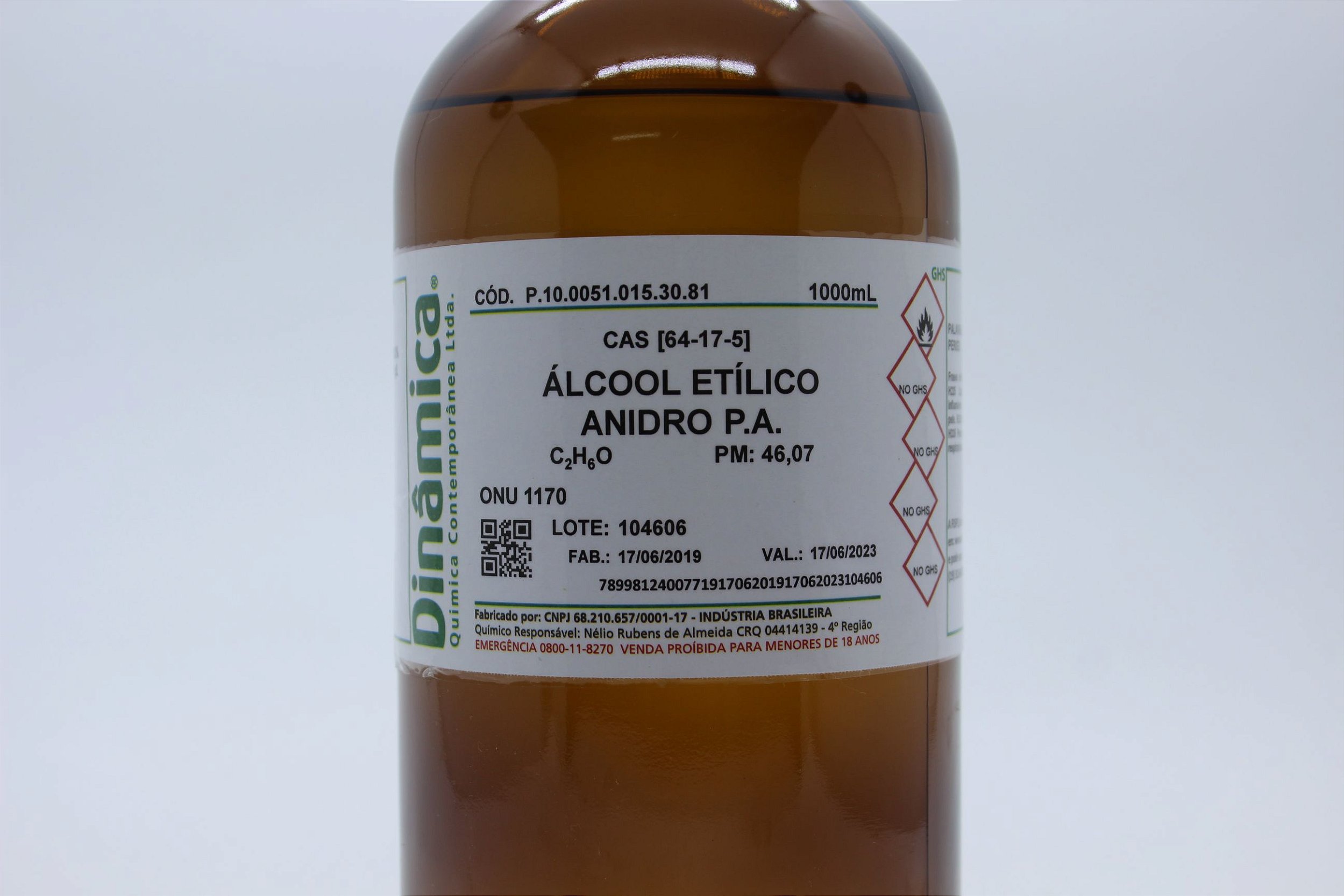 ALCOOL ETILICO ANIDRO 1L (ETANOL) - Didática SP