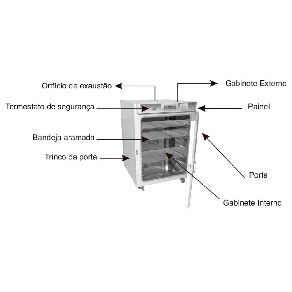 ESTUFA 100L DIGITAL COM CIRCULACAO E RENOVACAO DE AR FORCADO EM ACO - Didática SP