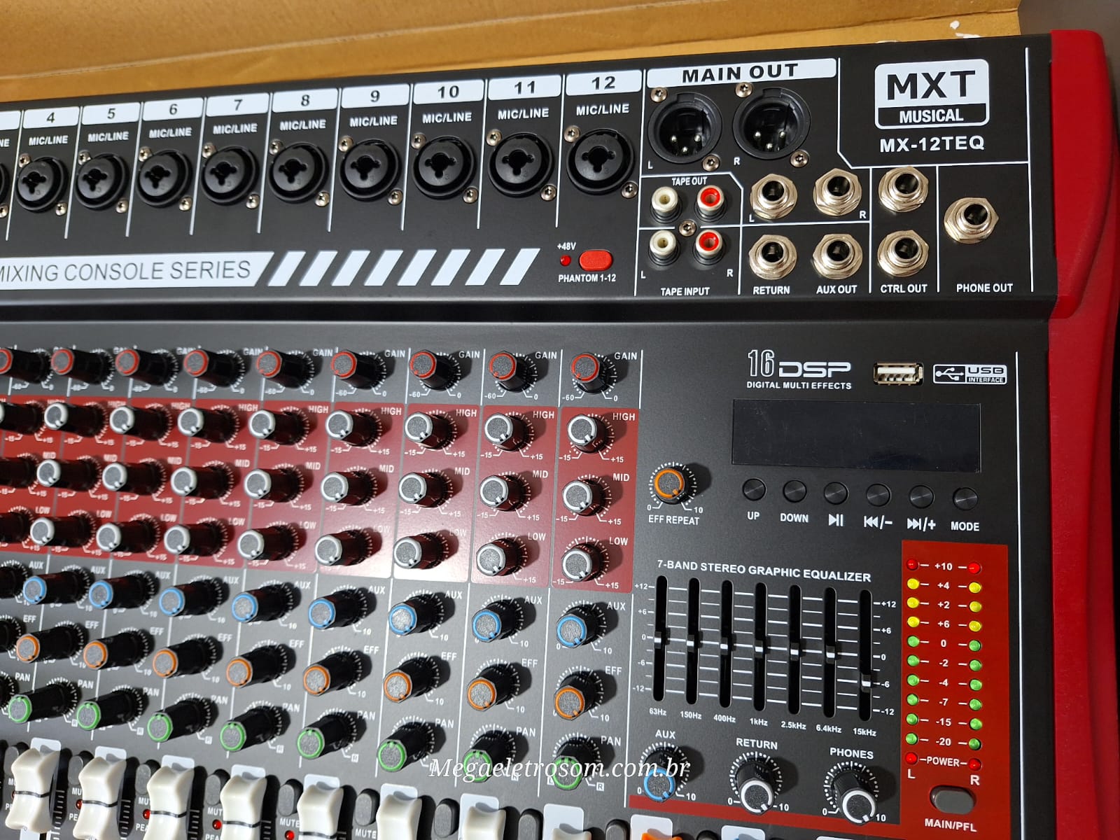 Mesa de Som MXT 12 Canais MX-12TEQ - MEGAELETROSOM