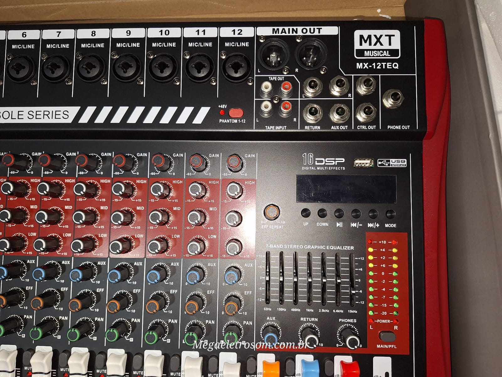 Mesa de Som MXT 12 Canais MX-12TEQ - MEGAELETROSOM