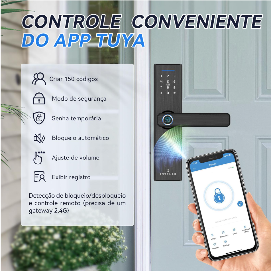 Smart Fechadura Biométrica Eletronica Digital Touch Wifi - MEGAELETROSOM