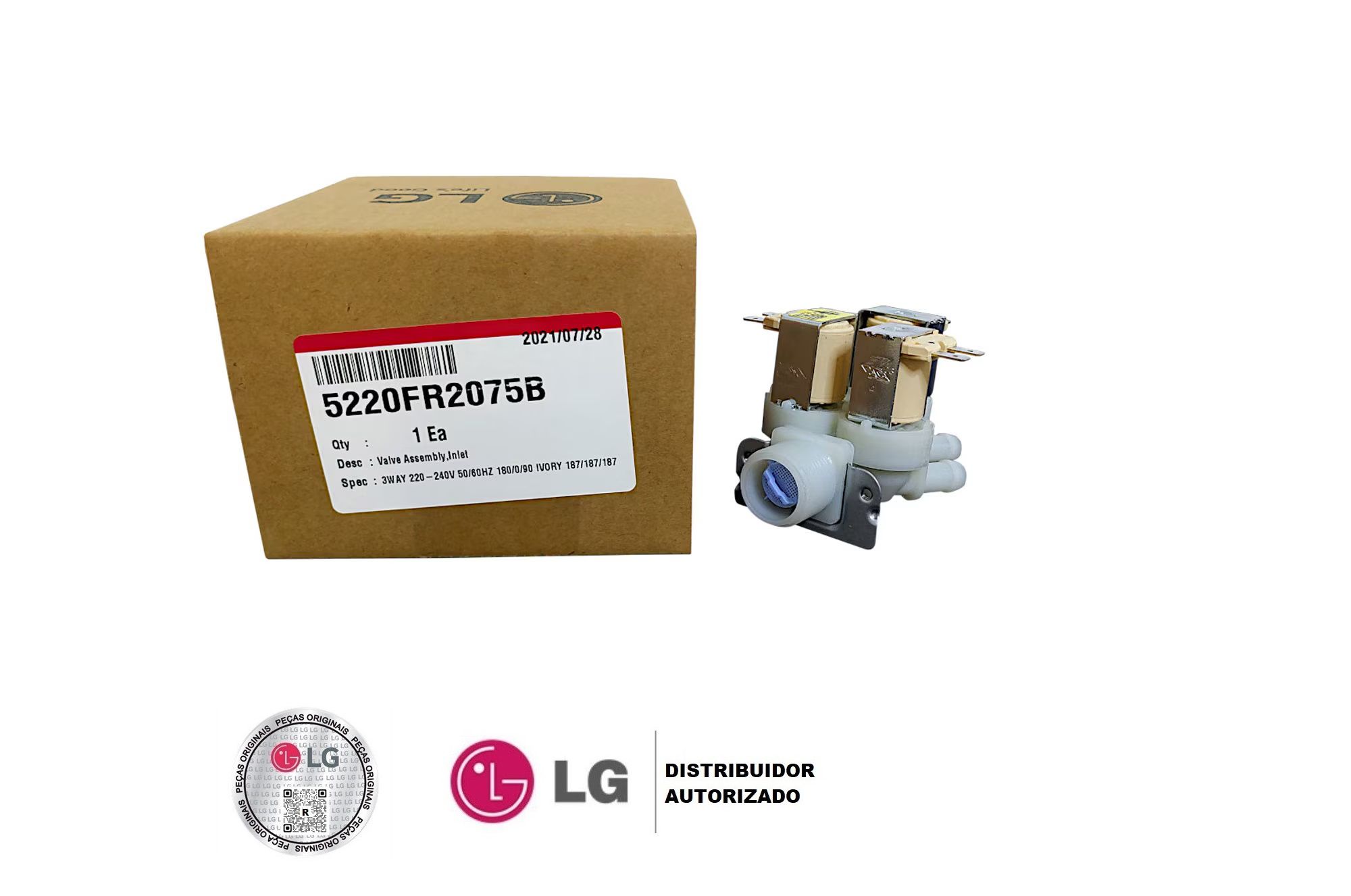 Válvula entrada d'água 3 vias Lava e Seca LG 220v WD-1409RDA5 ...