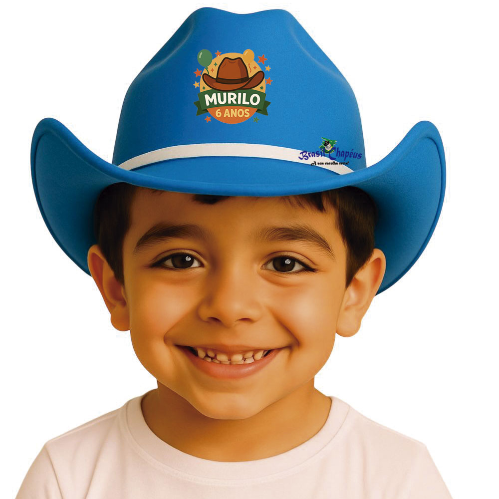Chapéu Cowboy Infantil EVA Personalizado Unissex - Brasil Chapéus